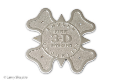 Fire truck namplates and emblems from the collection of Larry Shapiro